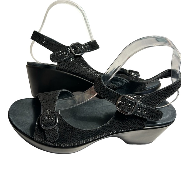 Dansko | Shoes | Dansco Sandi Black Shimmer Double Strap Buckle Leather ...